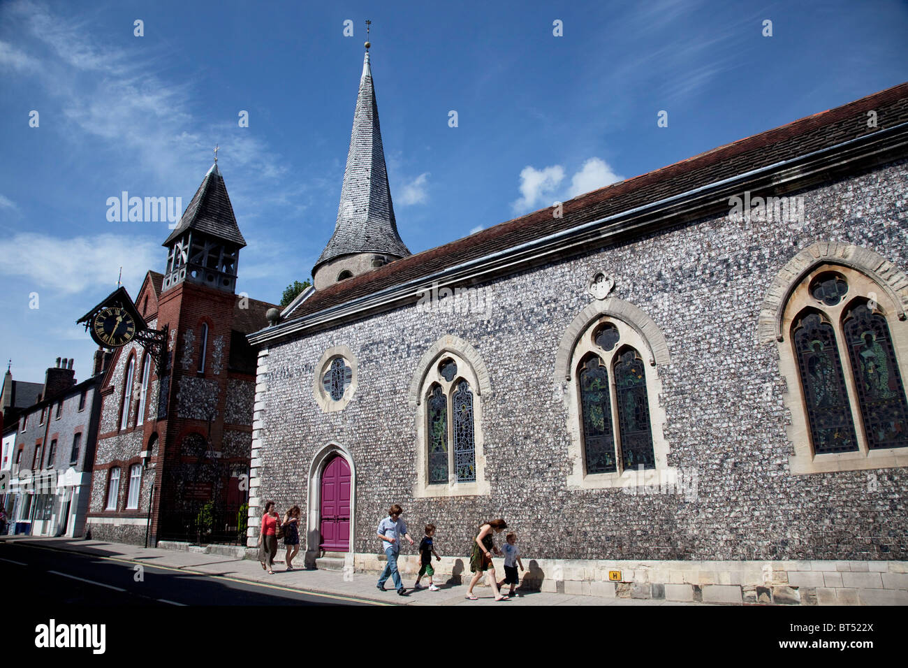 Scene along the High Street in East Sussex's famous town of Lewes Stock ...
