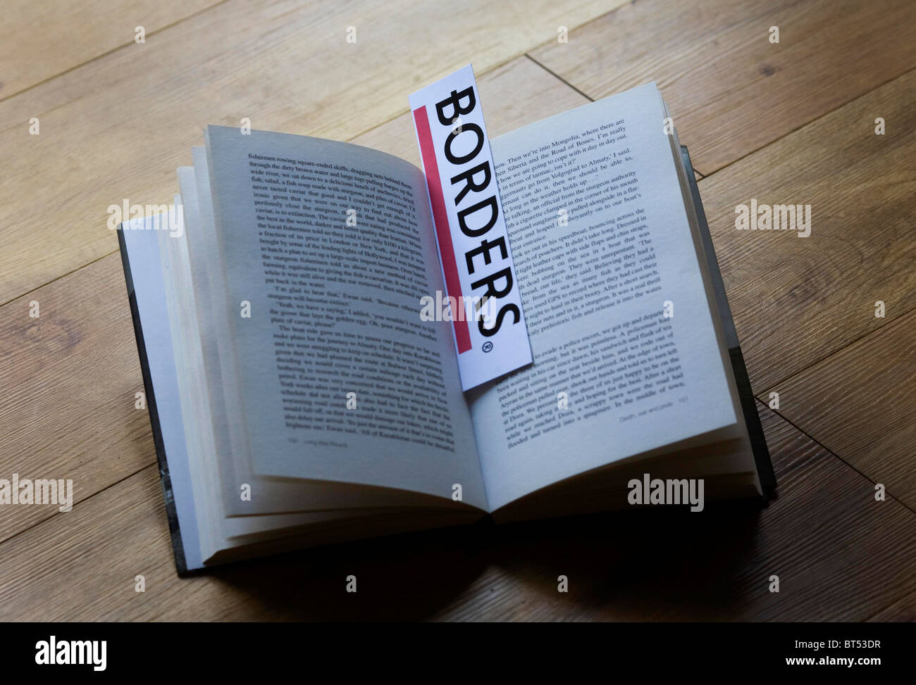 A book with a Borders bookmark in it Stock Photo - Alamy