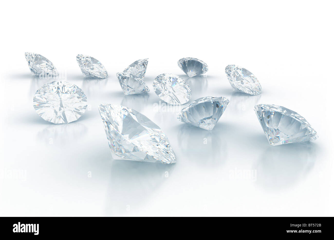 Diamonds on white background Stock Photo - Alamy