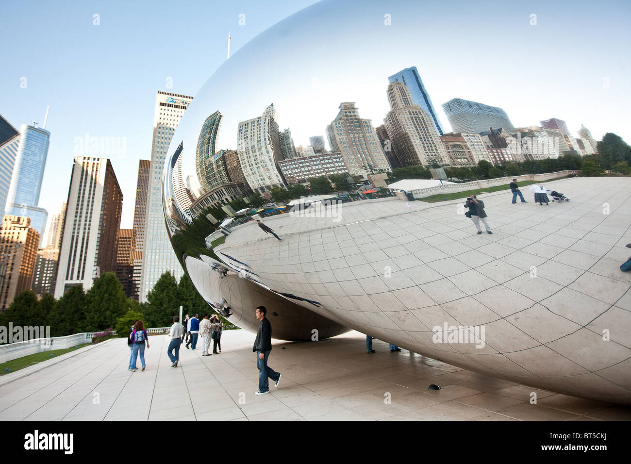 Cloud Gate knows as the Chicago Bean in Millennium Park in Chicago, IL ...