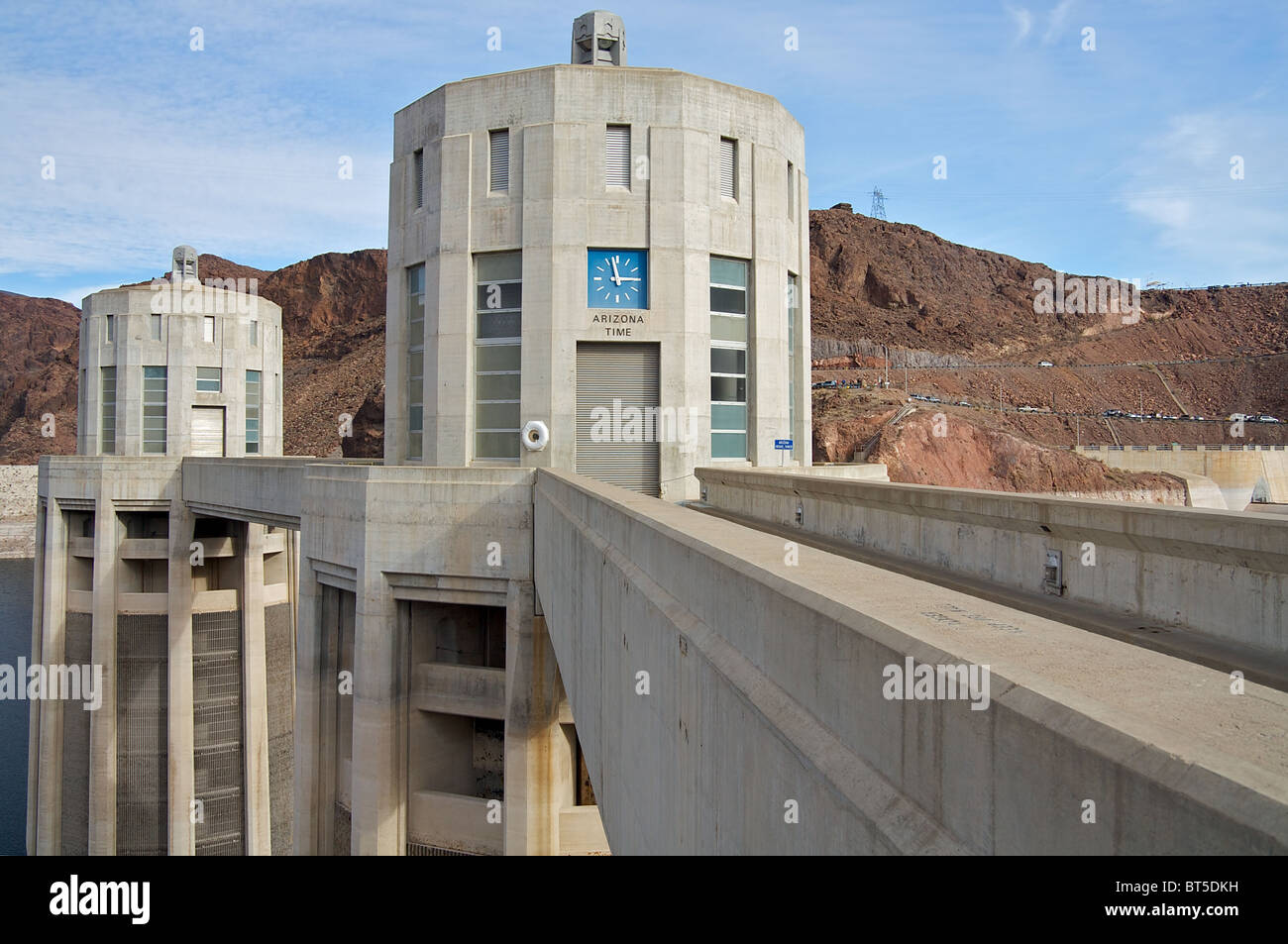 Two of the Hoover Dam's intake towers Stock Photo - Alamy