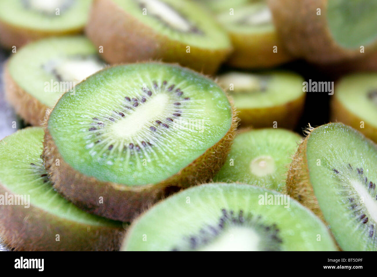 kiwi fruits slices kiwifruit section cut detail still life Stock Photo ...