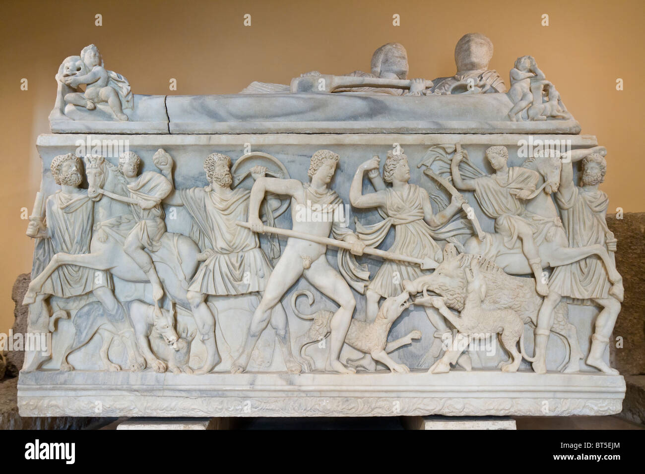The Meleager Sarcophagus Depicting The Hunt Of The Calydonian Boar A