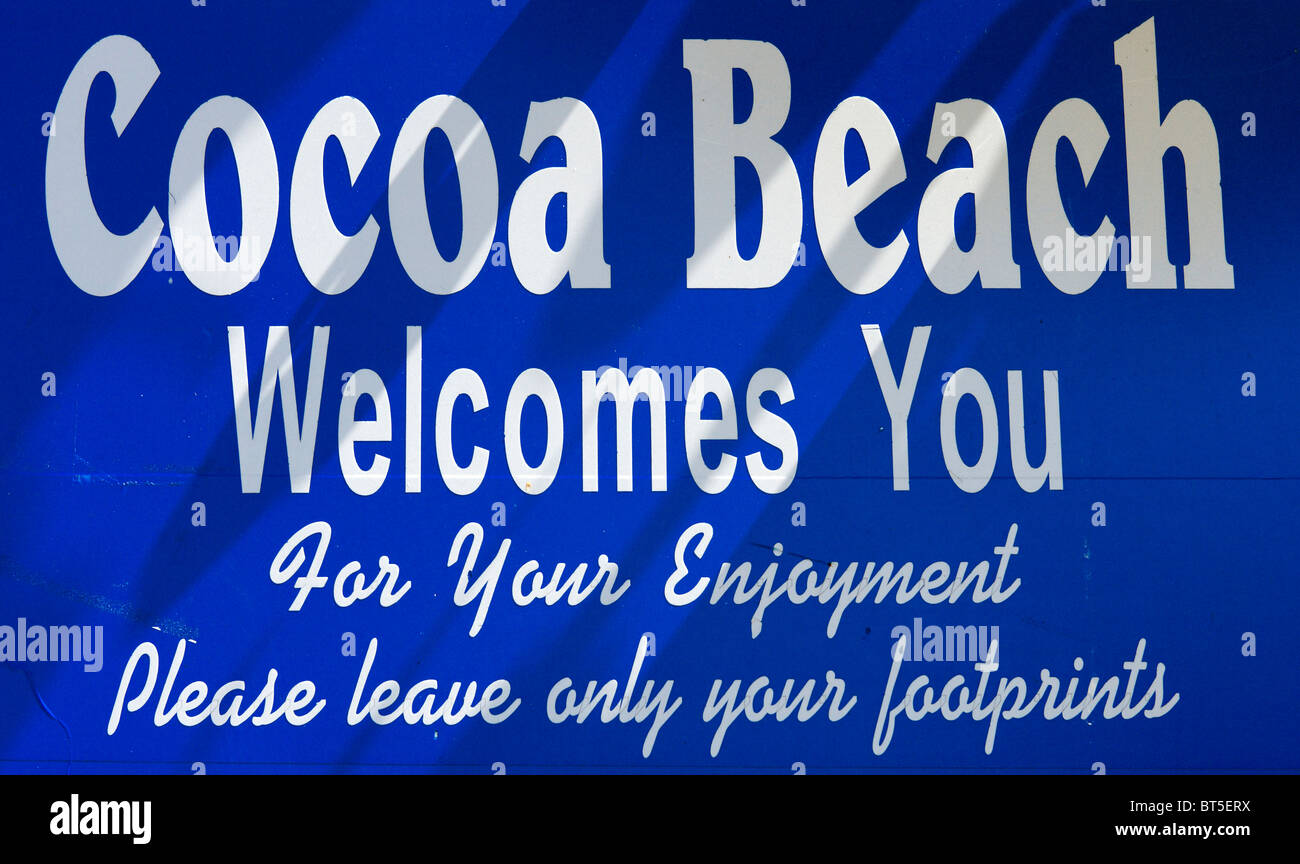 Cocoa Beach Welcome Sign, Cocoa Beach, Space Coast, Florida, ,USA Stock ...