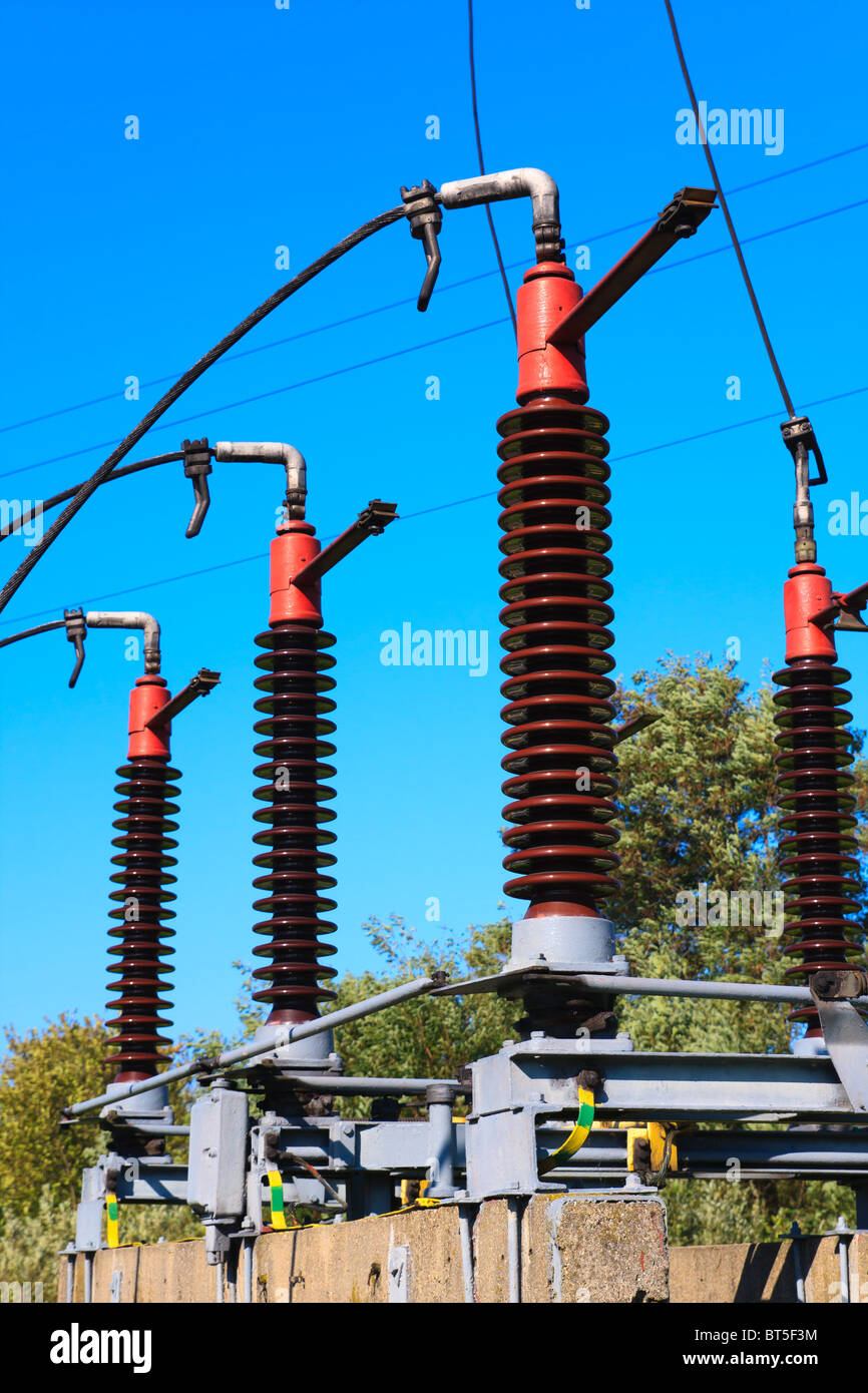 High voltage circuit breaker in a power substation Stock Photo - Alamy