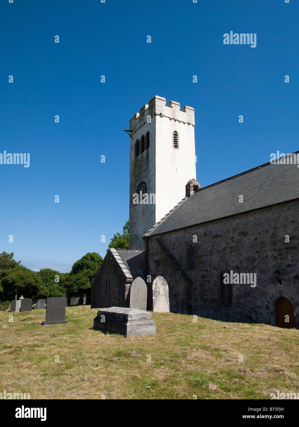 The parish church at manorbier pembrokeshire wales Stock Photo - Alamy