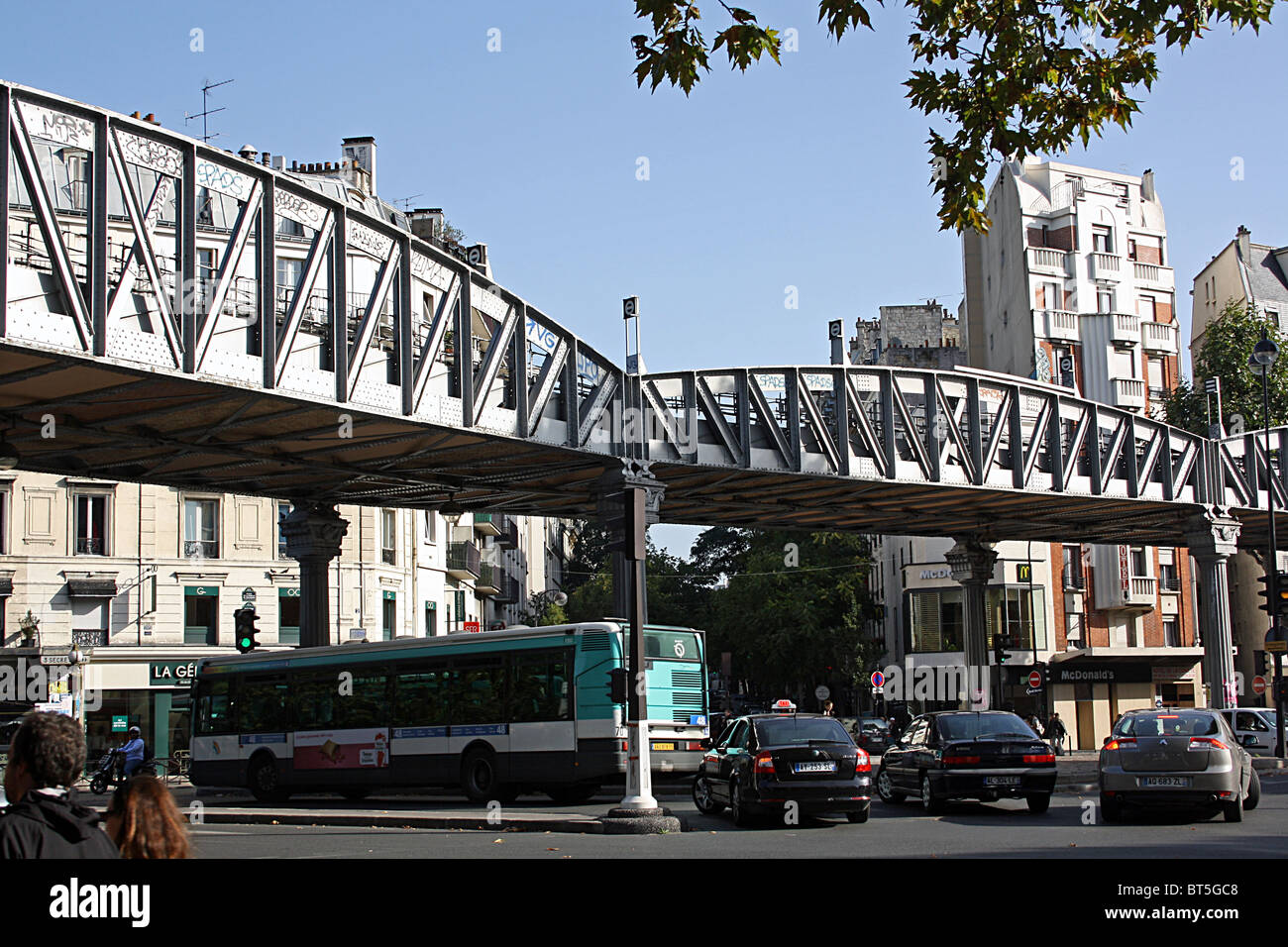 Paris, Overground section of Metro line 2 Stock Photo - Alamy
