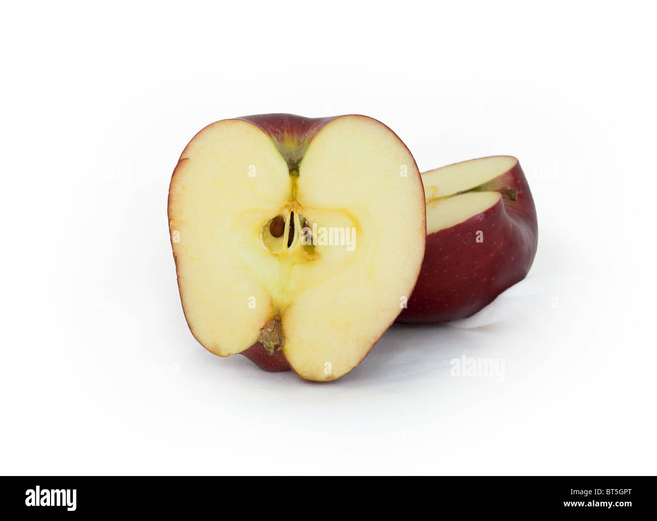 The cut apple on a white background Stock Photo - Alamy