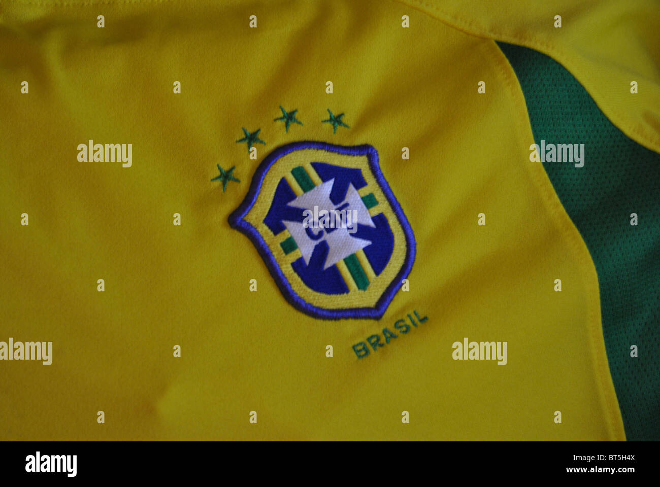 A t-shirt brazilian emblem soccer selection Stock Photo - Alamy
