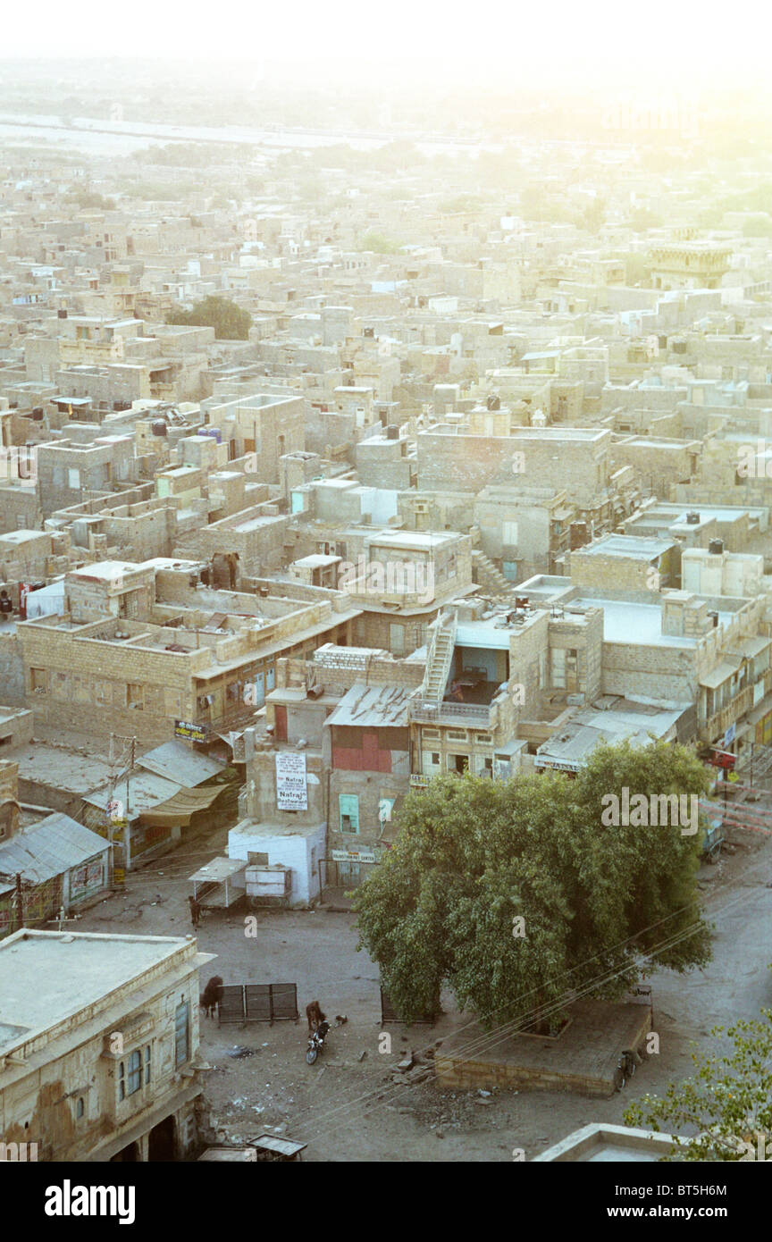 The Desert fort town square Jaisalmer, Rajasthan India at sunrise Stock ...