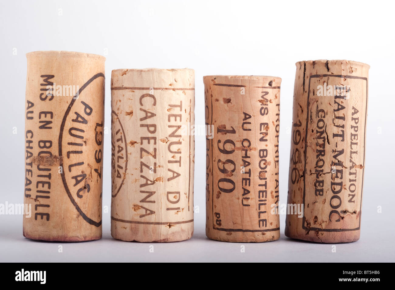 Assorted Wine Corks, white background Stock Photo - Alamy
