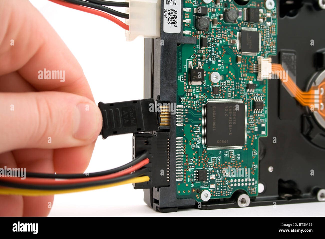 Connection of a computer hard drive. Isolated Stock Photo - Alamy