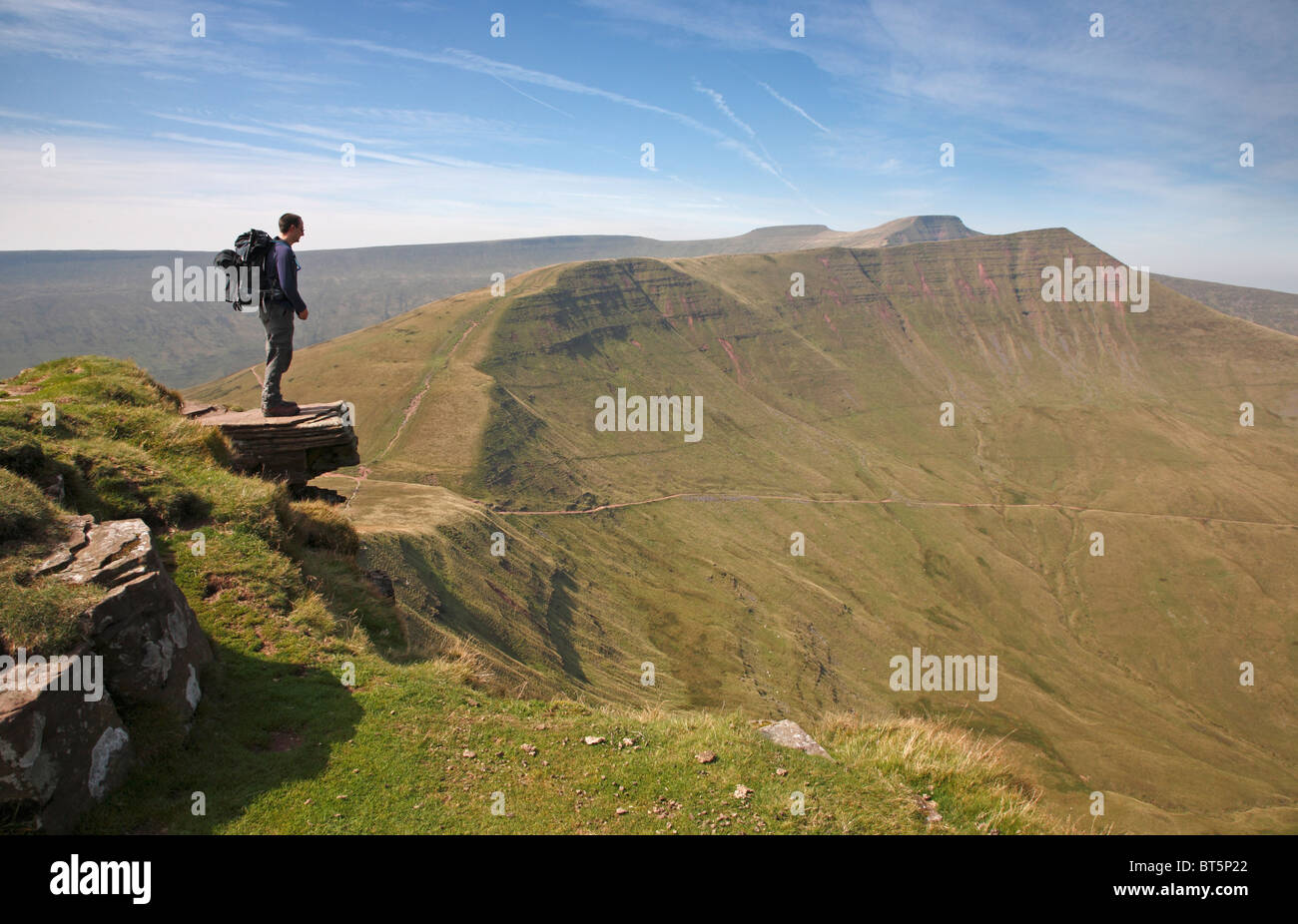 Corn Du Pen y Fan & Cribyn from Fan y Big, Brecon Beacons, Wales, UK ...