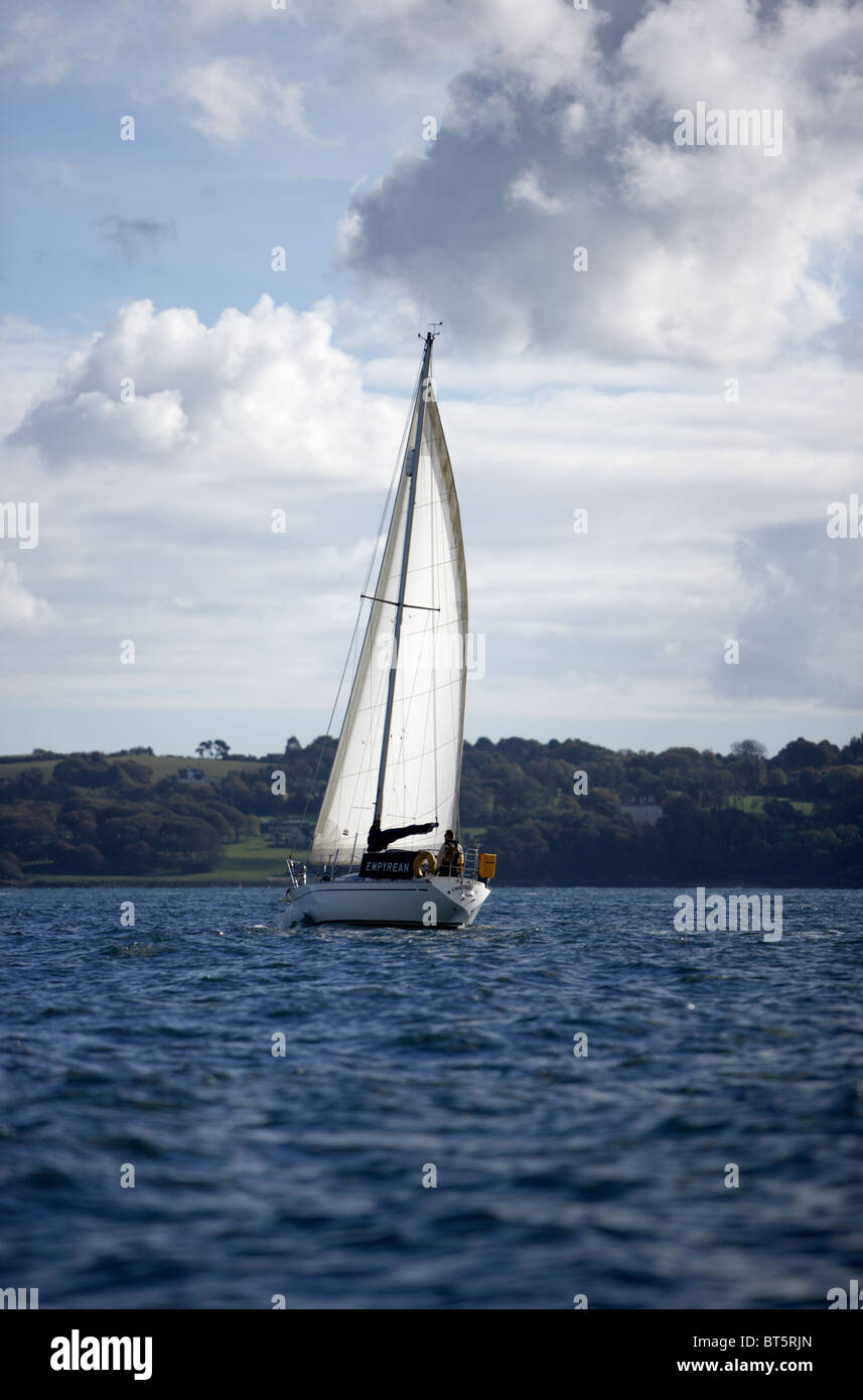 yacht under sail across belfast lough northern ireland uk Stock Photo ...