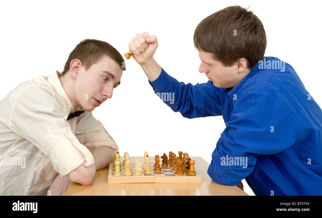 Men play chess and fight with each other Stock Photo - Alamy