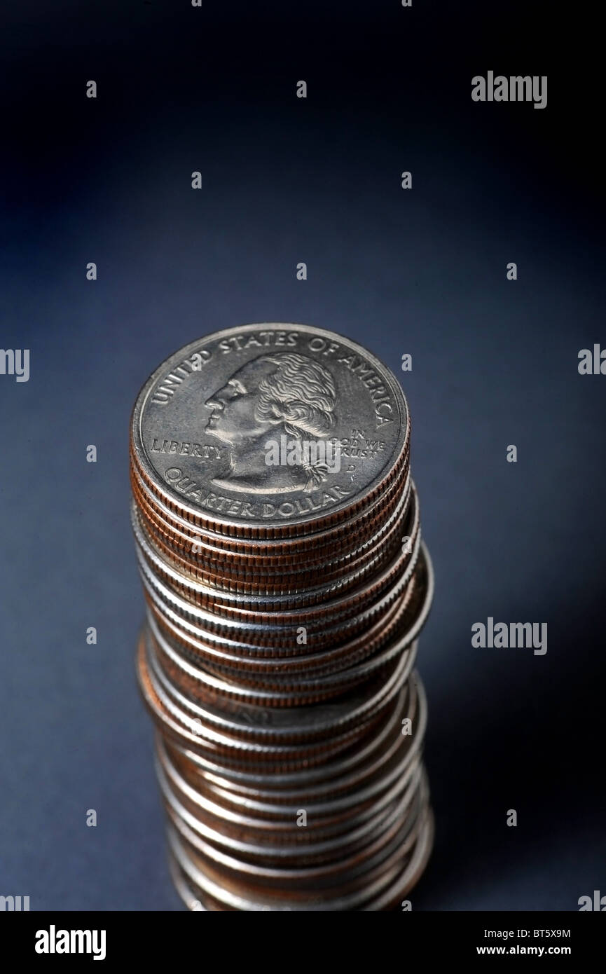 Quarters all stacked up Stock Photo - Alamy