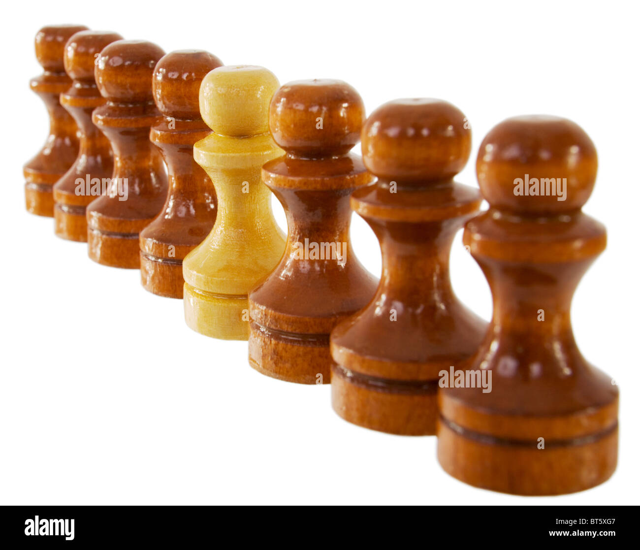 Abreast from black pawns one blanching on the white background Stock ...