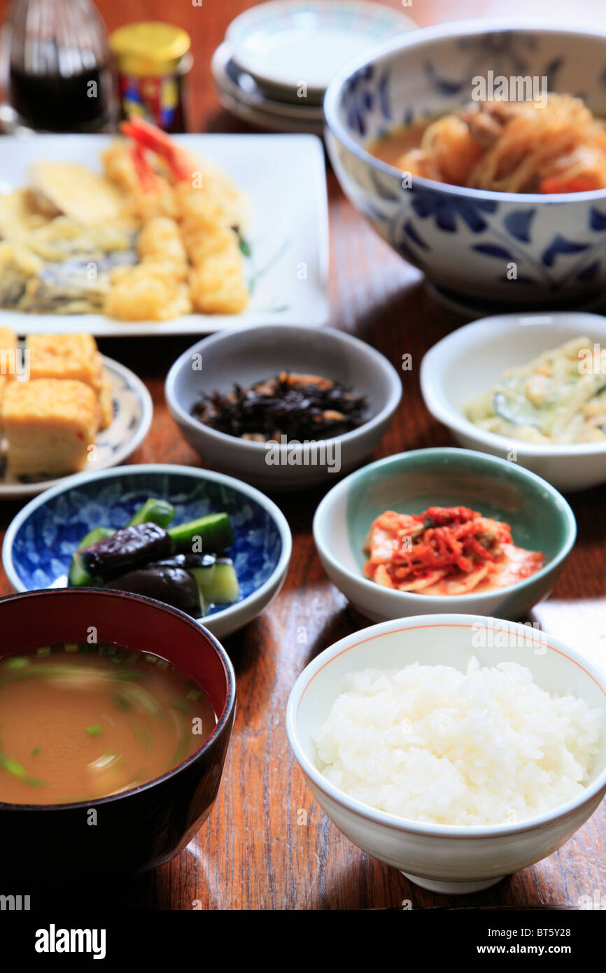 Japanese dishes on table Stock Photo - Alamy