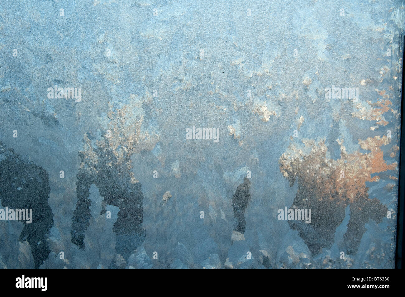 frozen ice crystals on window glass Stock Photo - Alamy