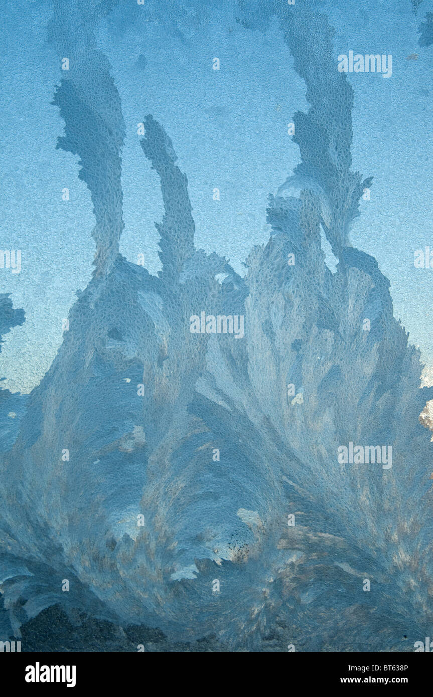 frozen ice crystals on window glass Stock Photo - Alamy