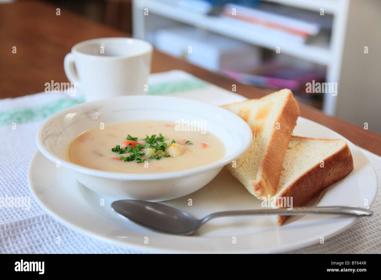 Chowder and toast Stock Photo - Alamy