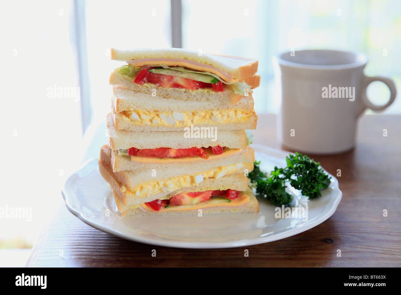 Sandwiches and coffee Stock Photo - Alamy