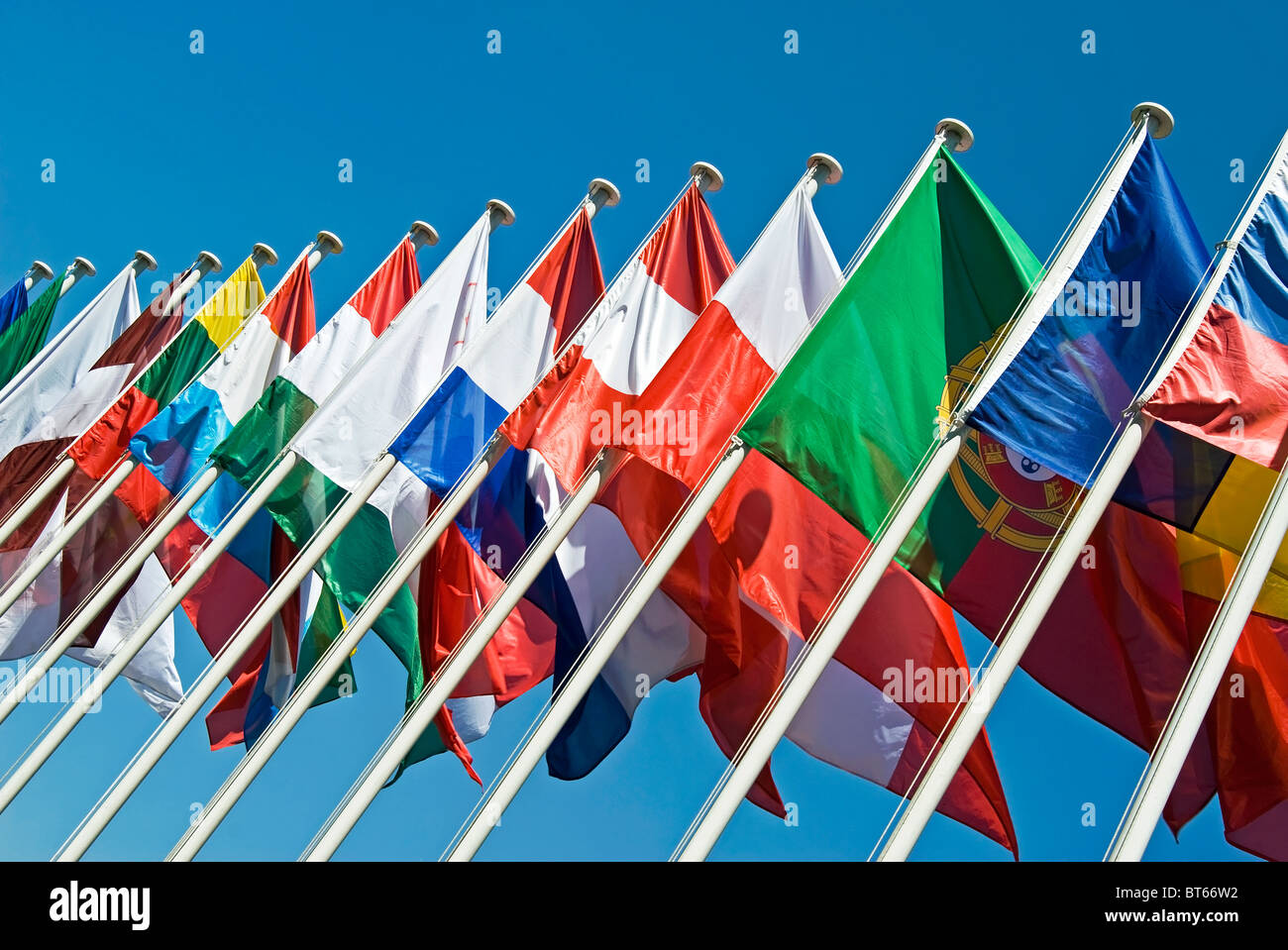Flags in the wind Stock Photo - Alamy