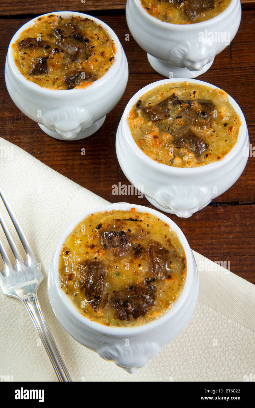 Mushrooms pie with potatoes, parmesan cheese, ceps (Boletus edulis ...