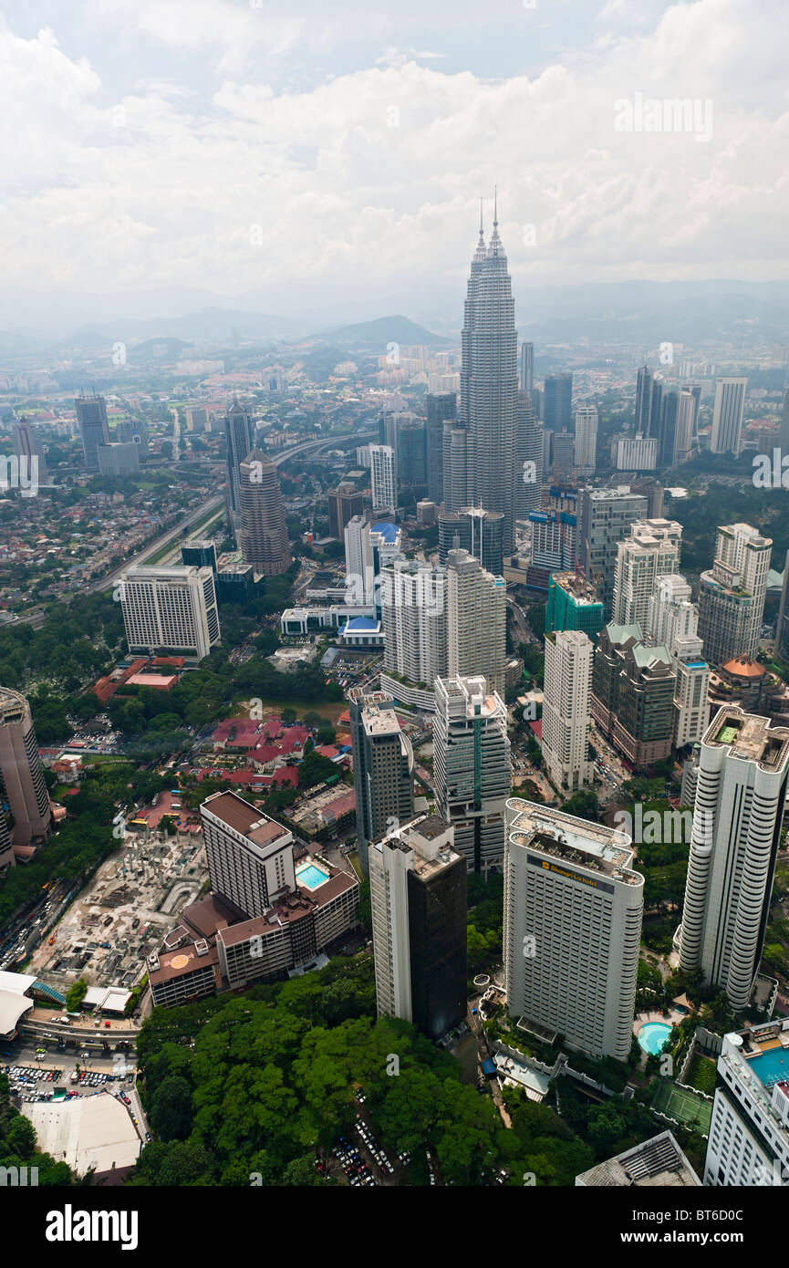 Kuala Lumpur Skyline and Petronas Twin Towers viewed from the KL Tower ...