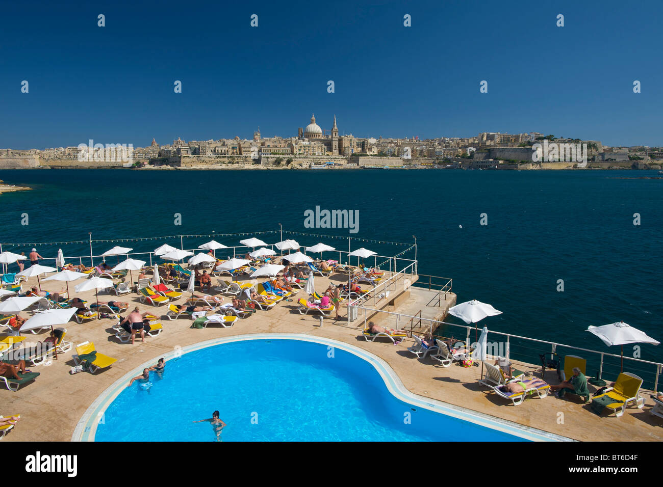 Hotel swimming pool in Sliema, Valletta, Malta Stock Photo - Alamy