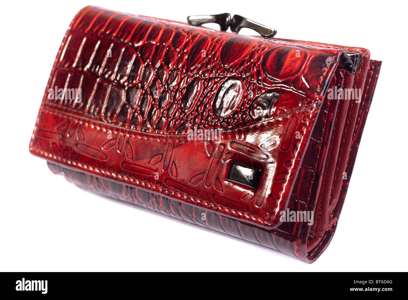 Red shiny purse isolated on white Stock Photo - Alamy
