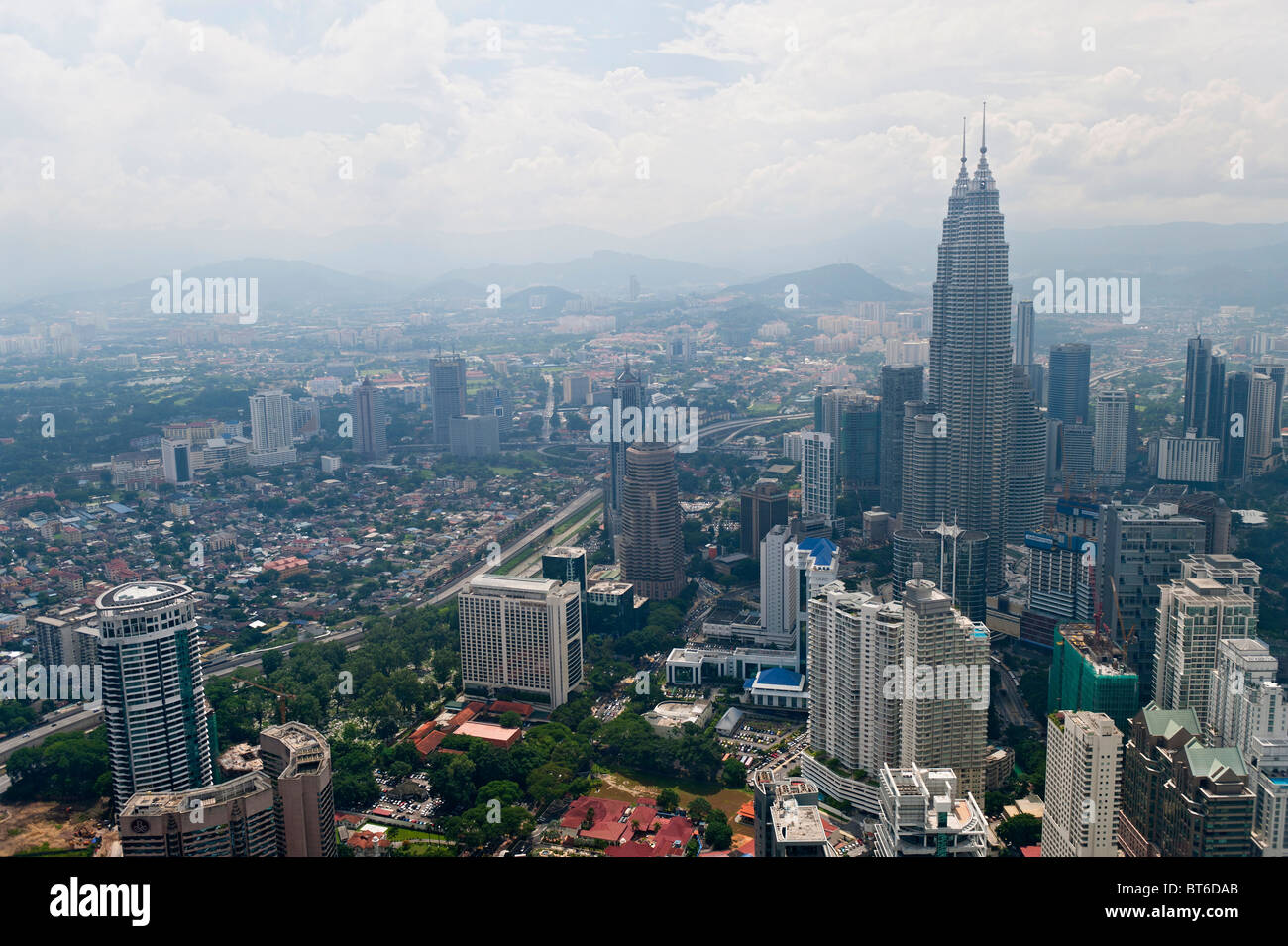 Kuala Lumpur Skyline and Petronas Twin Towers viewed from the KL Tower ...