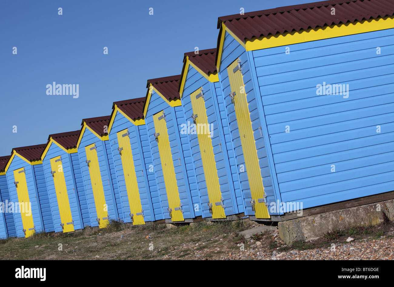 Colourful beach huts on Littlehampton seafront Stock Photo - Alamy