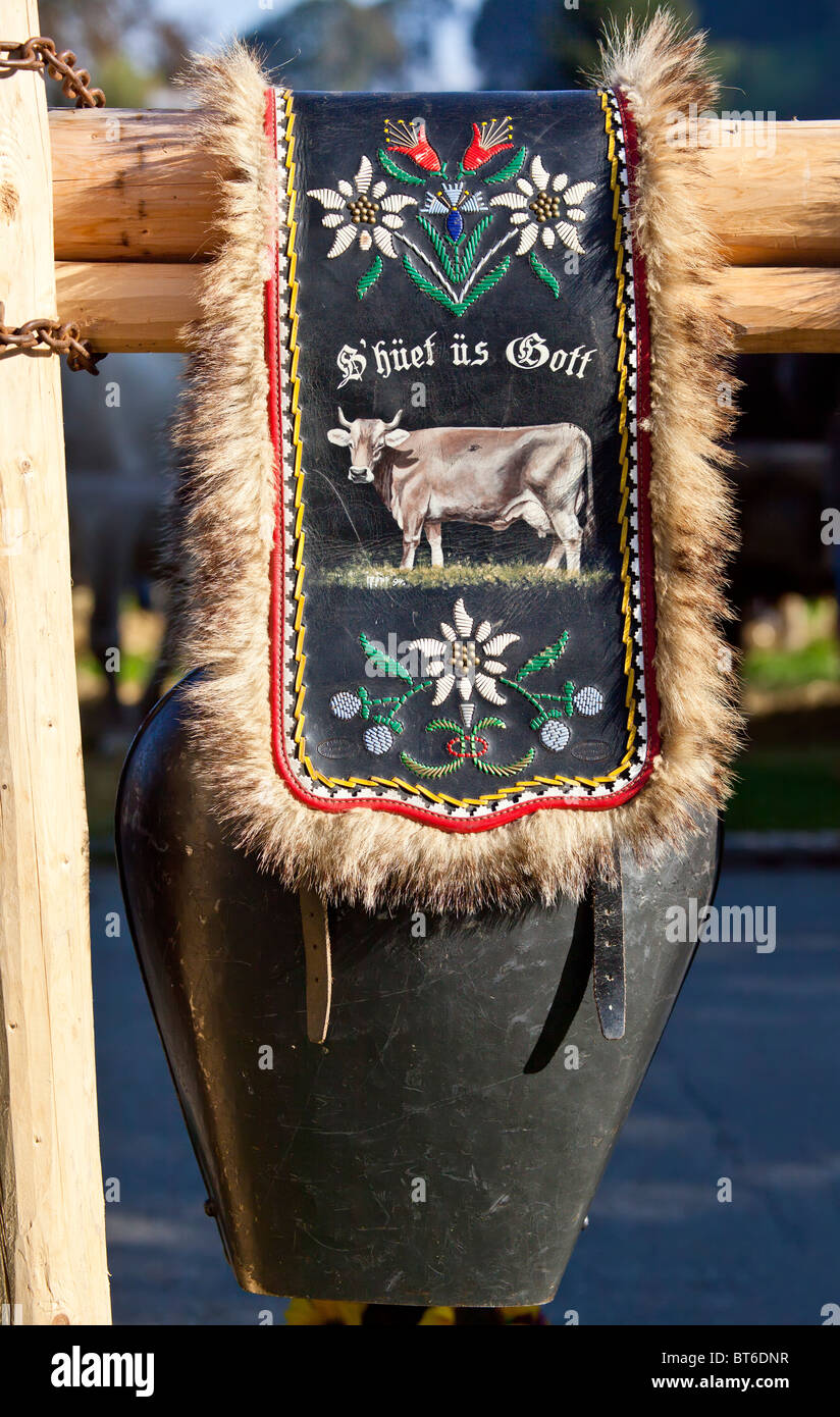 swiss cow parade bell at yearly cattle show, Teufen, Appenzell ...