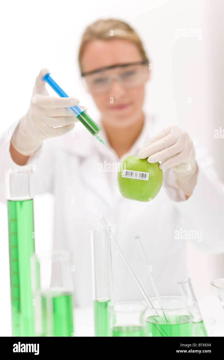 Genetic engineering - scientist in laboratory, GMO testing experiment ...
