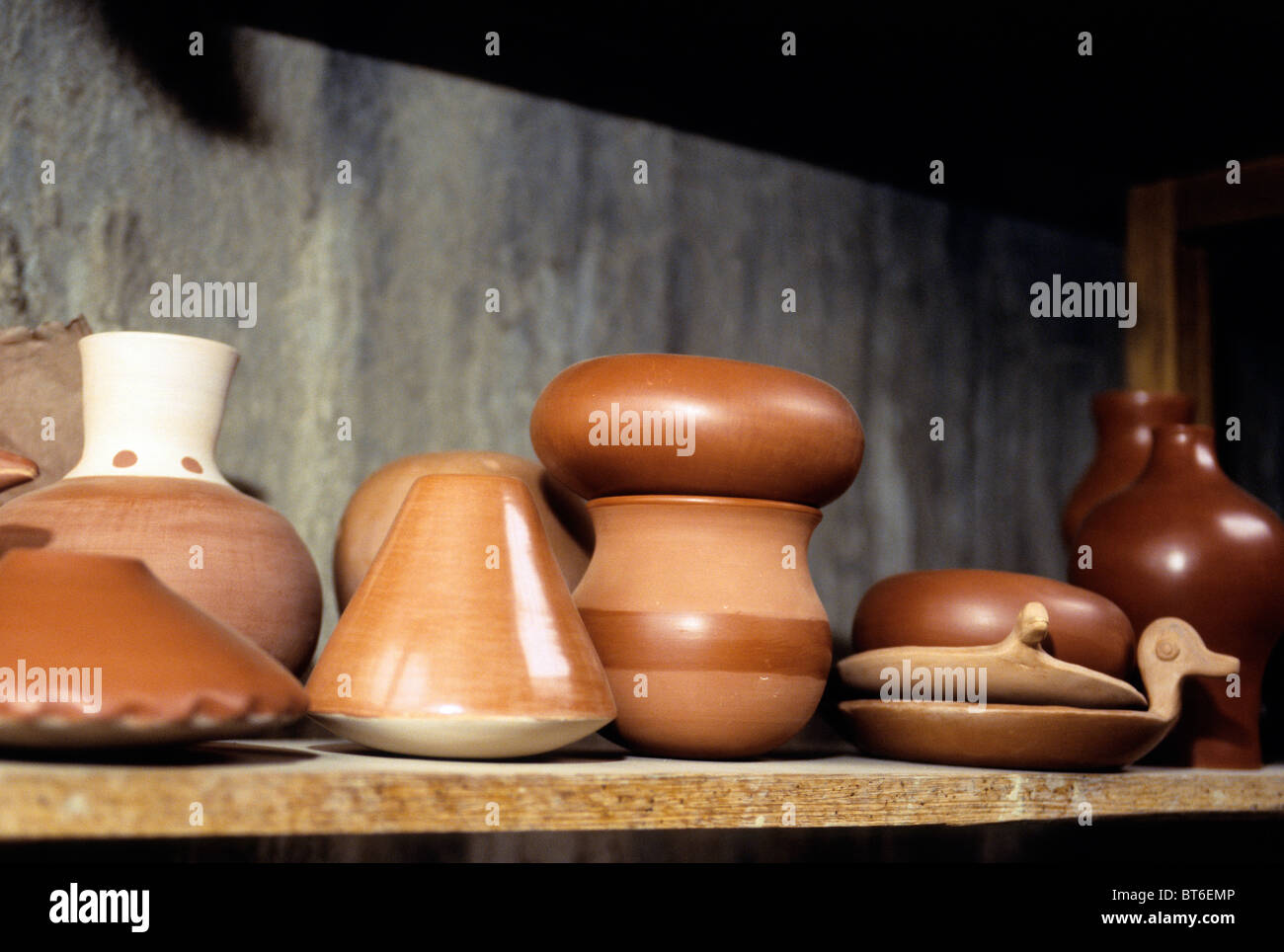 Geometric designs based on Incan pottery in potter's studio ...