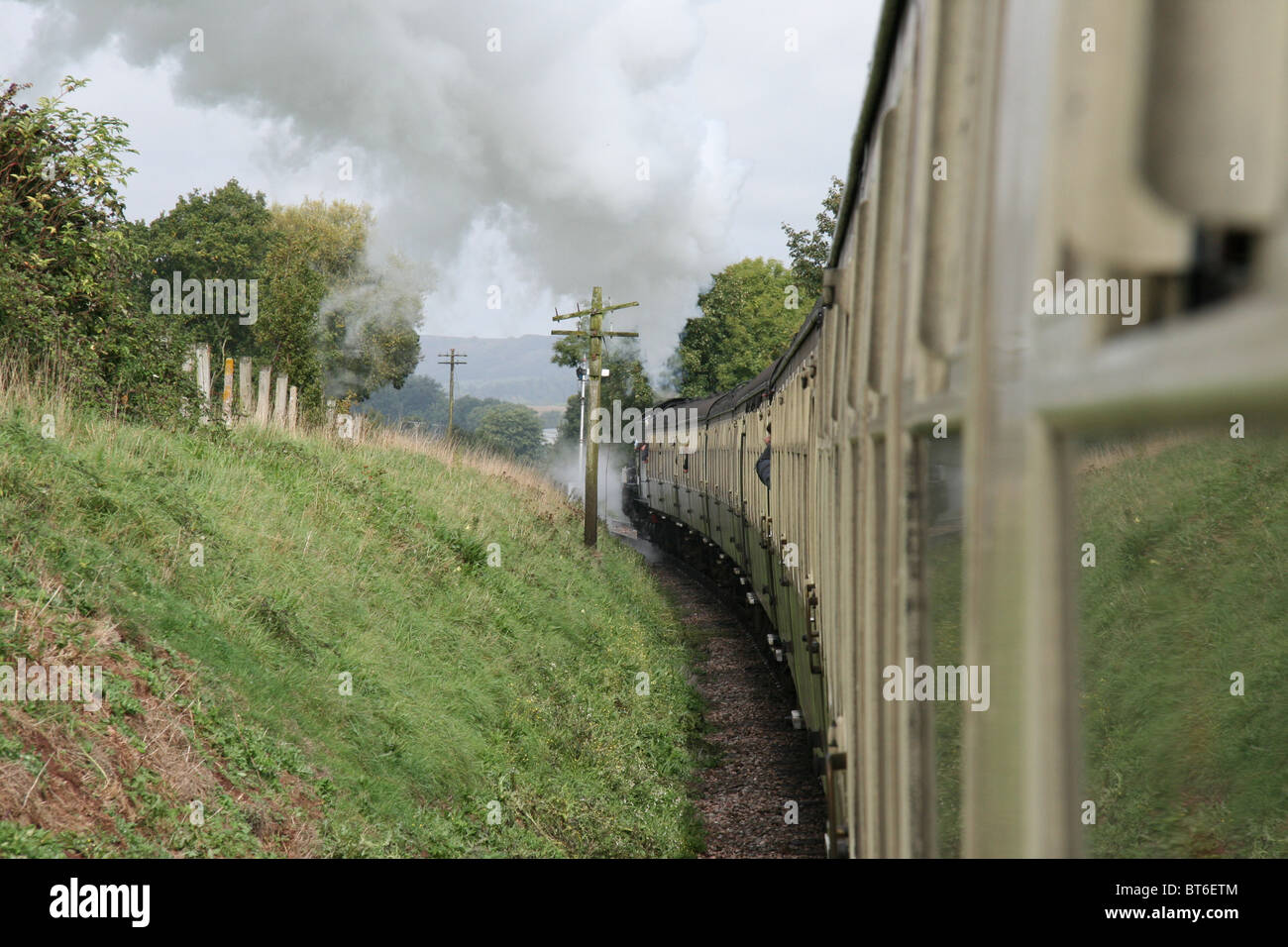 A view from the rear of a steam train Stock Photo - Alamy