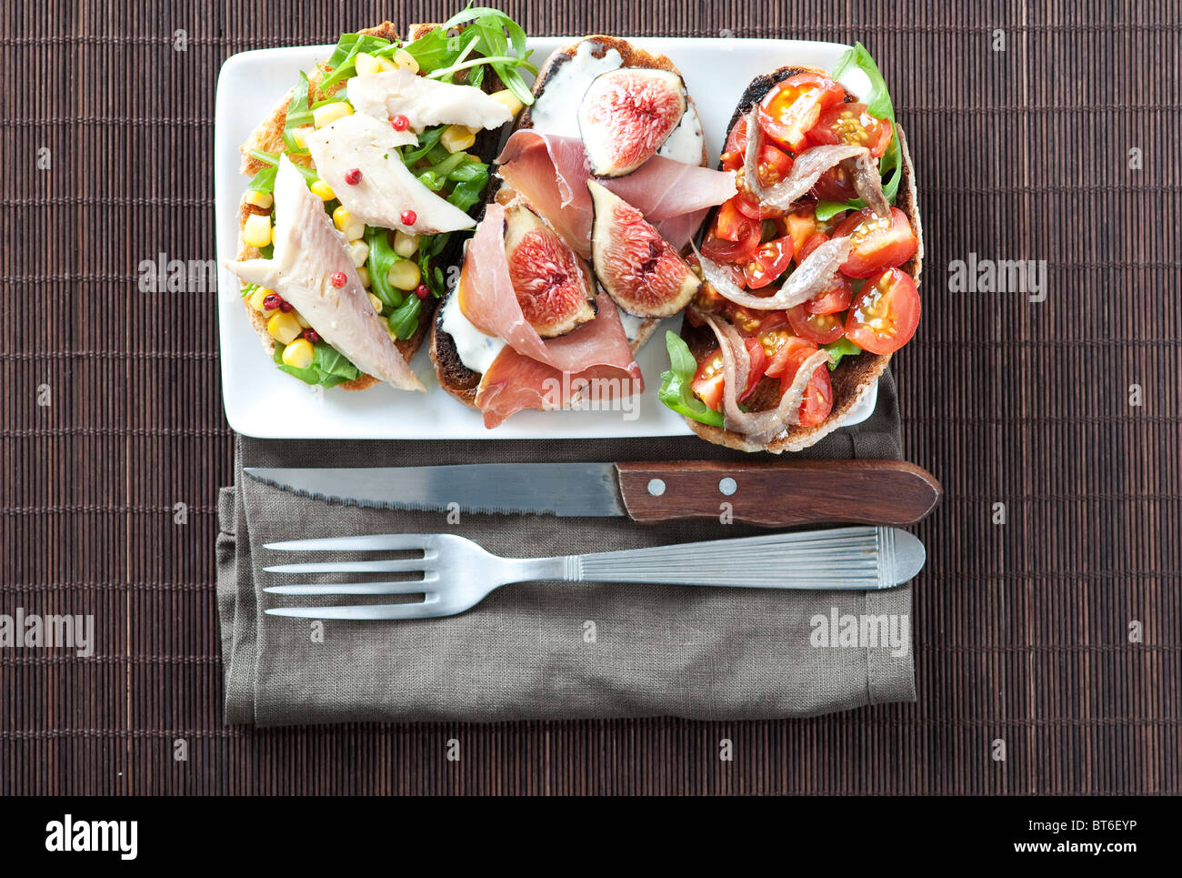 Assorted bruschetta (toasted bread Stock Photo - Alamy
