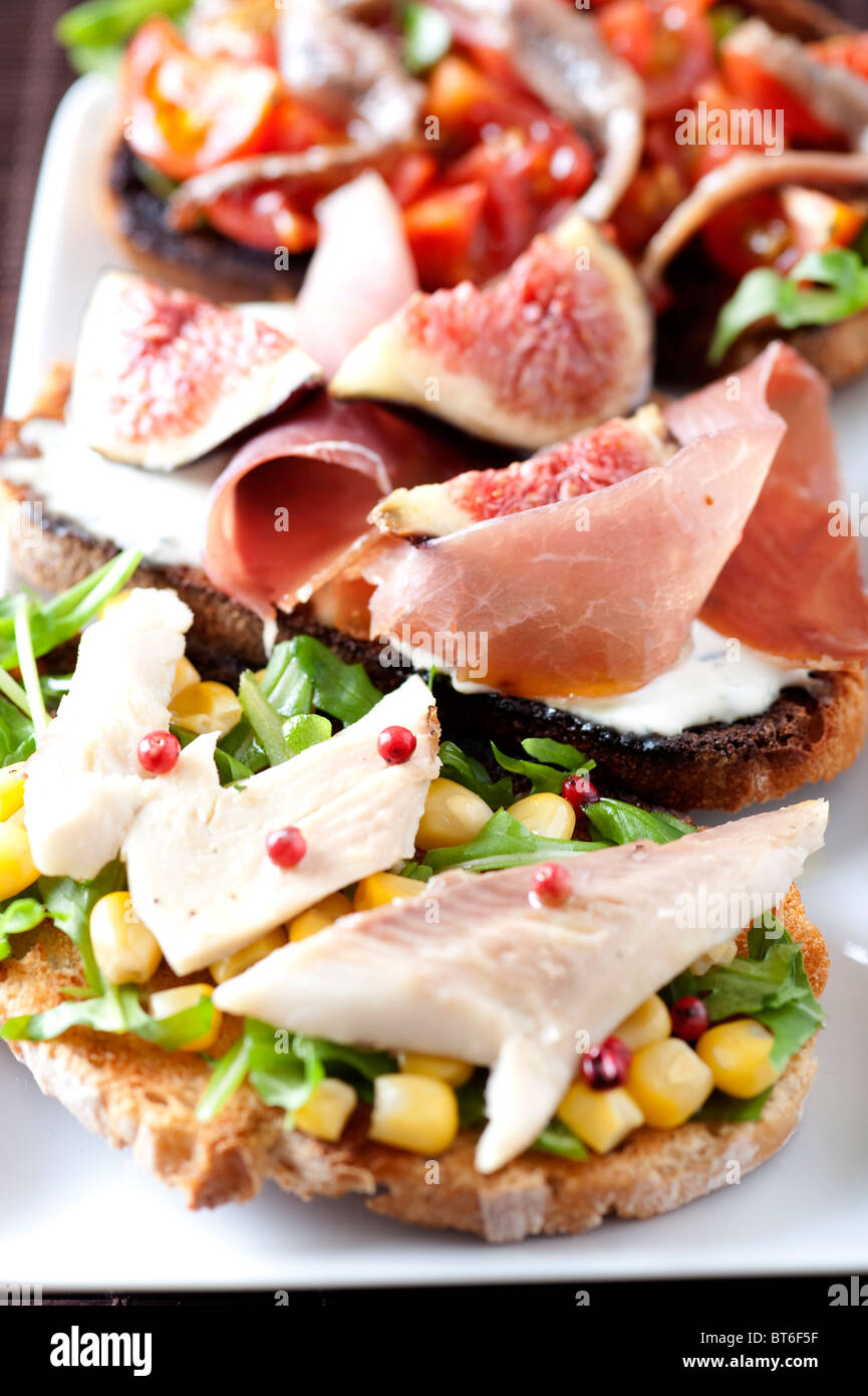 Bruschettas, typical Italian starter Stock Photo - Alamy