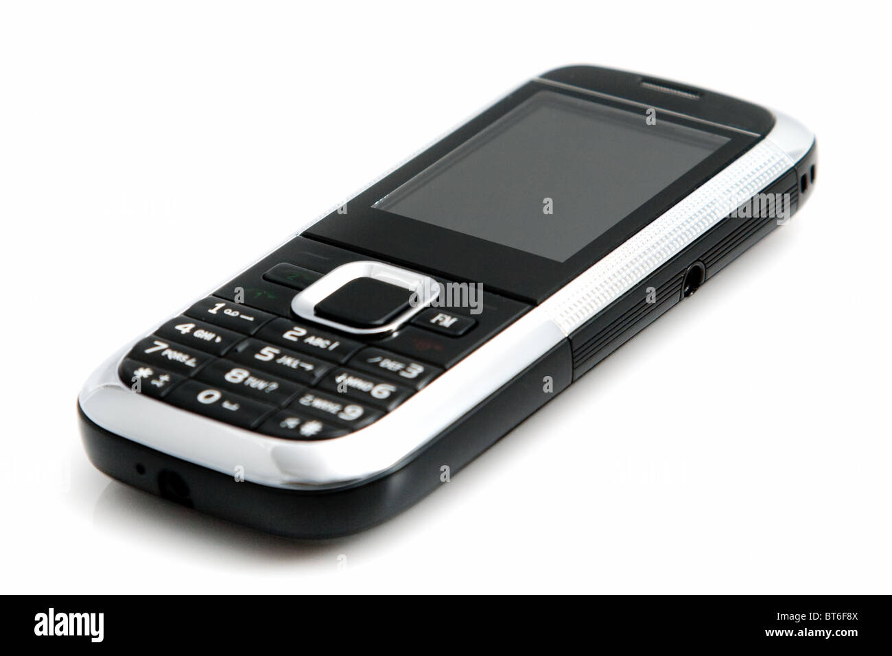 Black and silver mobile phone isolated on white Stock Photo - Alamy