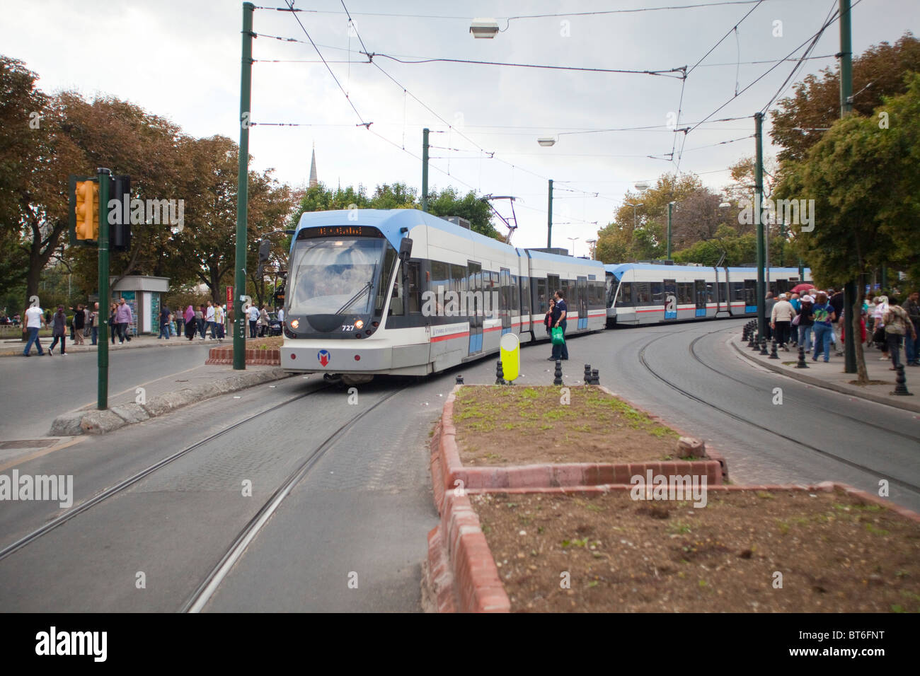 Street Tramway , front carriage in Istanbul capital city Turkey 100884 ...