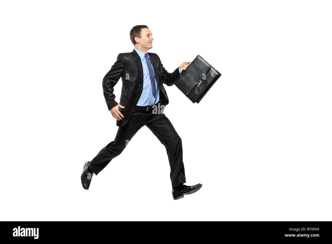 Full length portrait of a businessman running away Stock Photo - Alamy