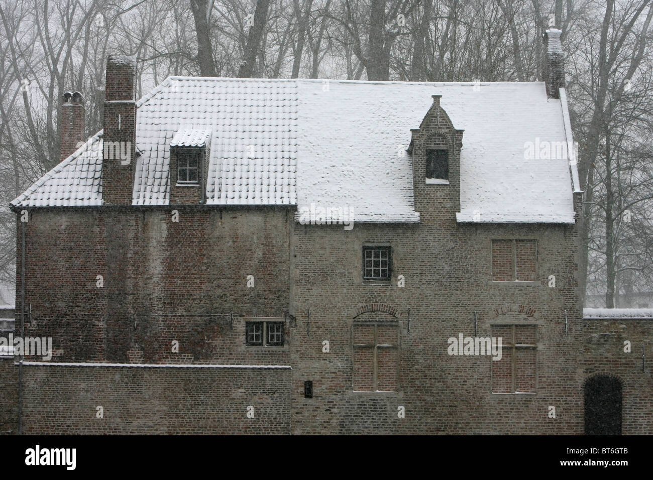 A snow covered roof in Bruges, Belgium Stock Photo - Alamy