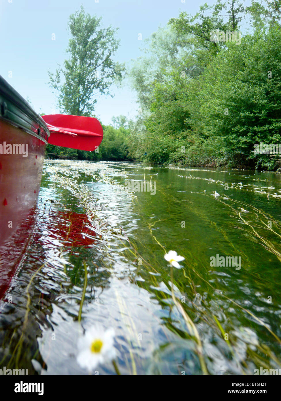 boat on a gentle stream Stock Photo - Alamy