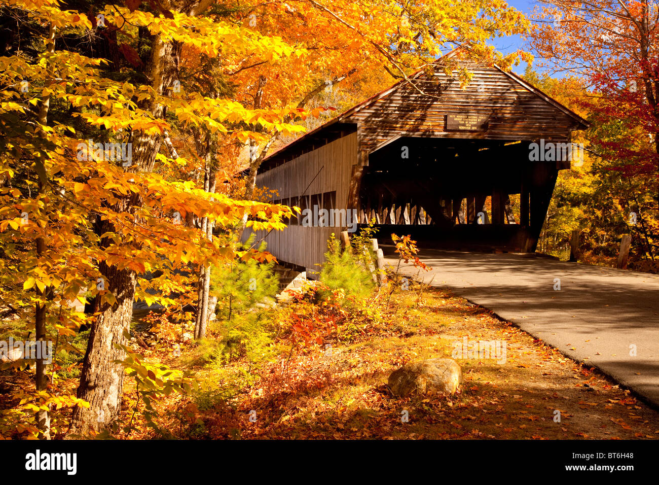 Autumn at the Albany Covered Bridge, Albany New Hampshire USA Stock ...