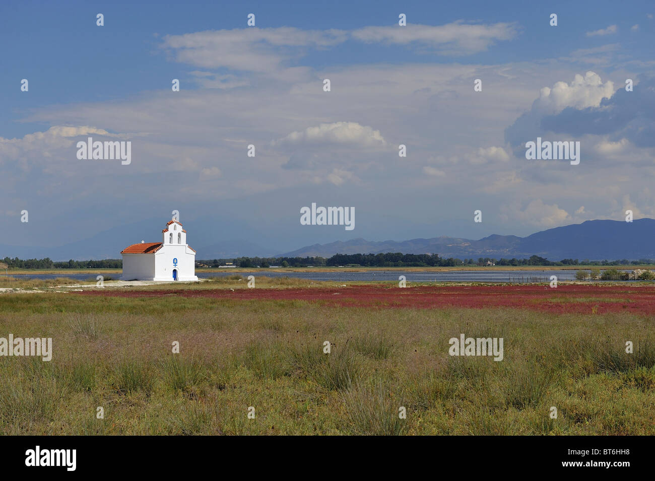 A church in the marshes around Kalogria Stock Photo - Alamy