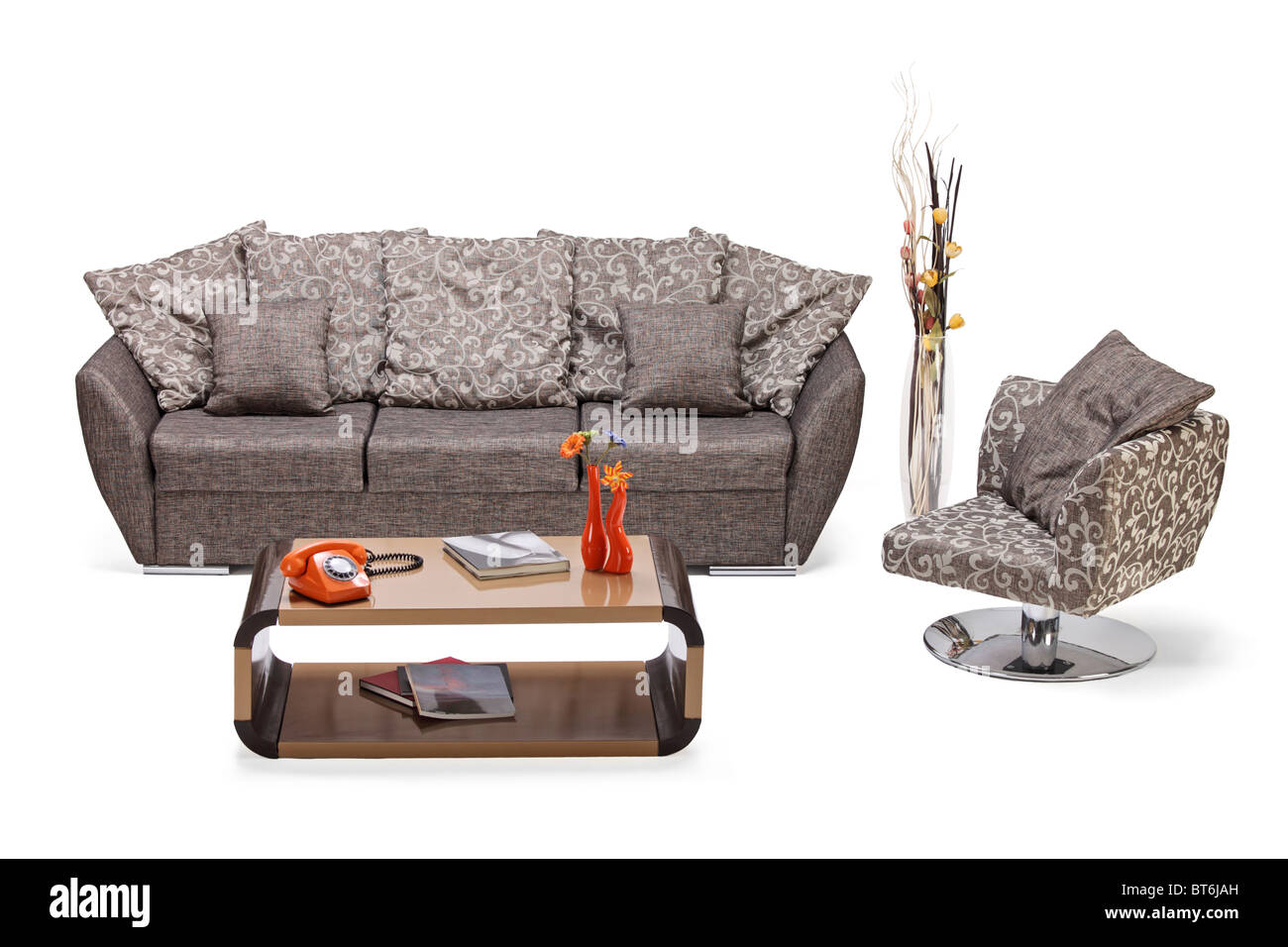 A studio shot of a modern furniture, sofa and chair Stock Photo - Alamy