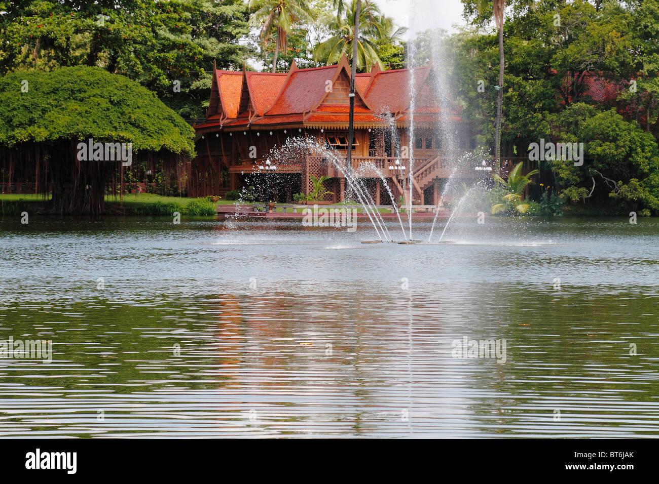 Beautiful Teak Wood house shored lake, Bangkok, Thailand, September ...