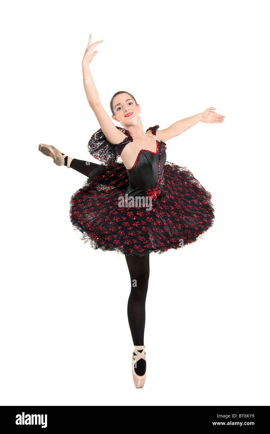 Full length portrait of a beautiful ballerina dancer making a ballet ...
