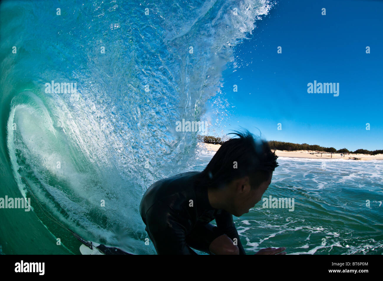 Surfing at South Stradbroke Island, Gold Coast, Queensland, Australia ...